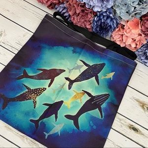 Bags | Ecofriendly Folding Blue Ocean Whale Tote Bag | Poshmark